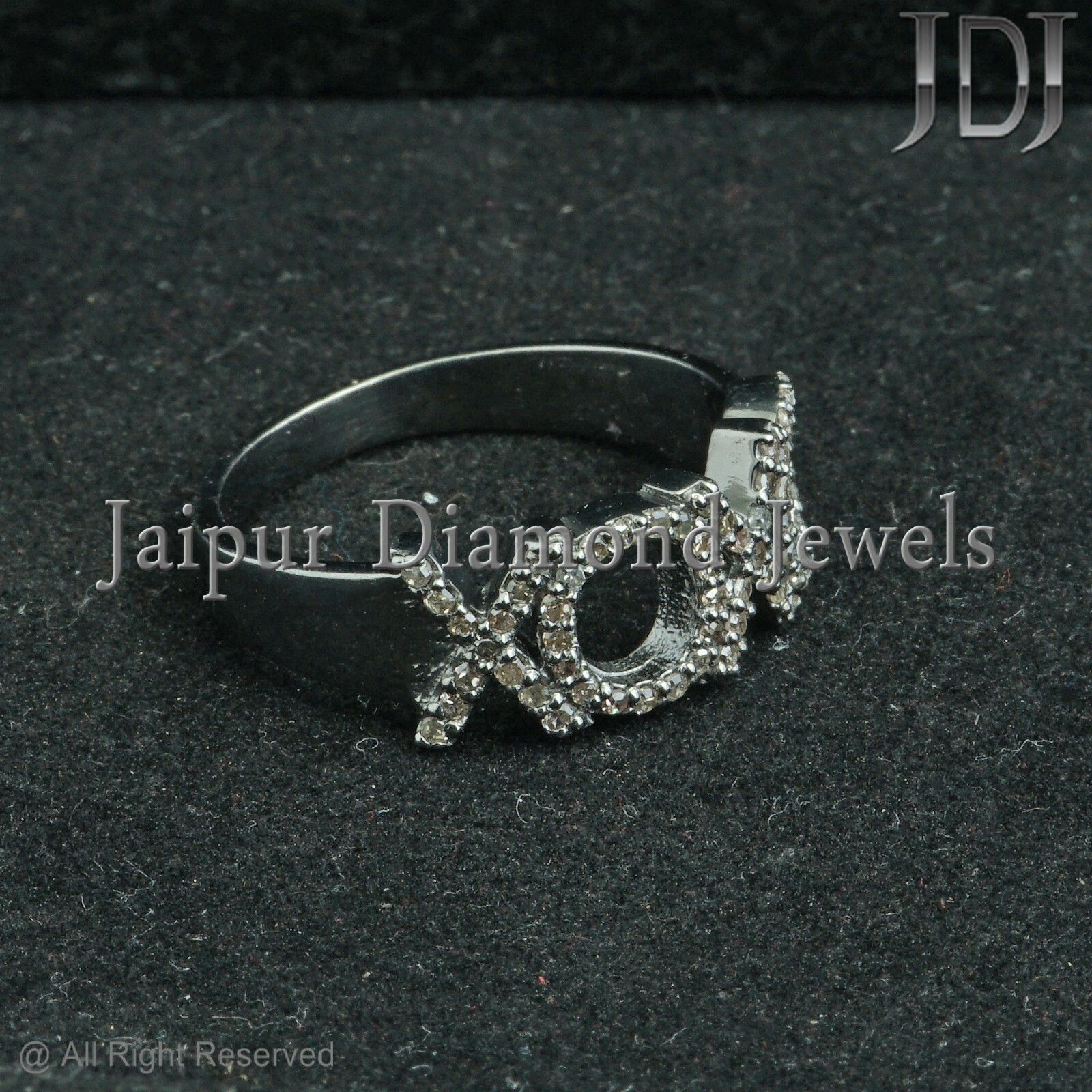 Natural Pave Diamond 925 Sterling Silver Word XOXO Ring Victorian ...