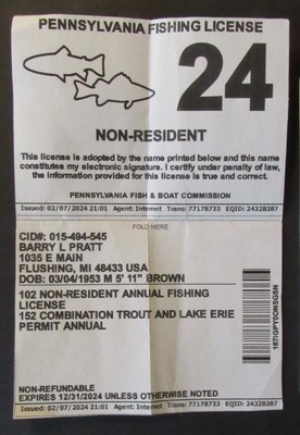2024 Pennsylvania Non-Resident Fishing License - Trout & Lake Erie ...