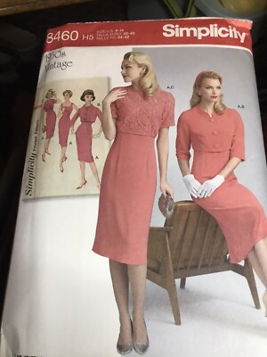 SIMPLICITY 8460 RETRO 50's MISSES SHEATH DRESS & JACKET PATTERN-NEW ...