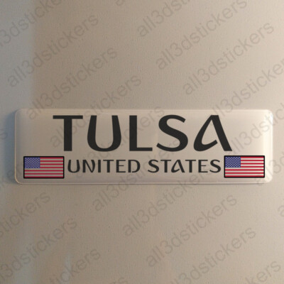 Tulsa USA United States Sticker 4.70x1.18" Domed Resin 3D Flag Stickers ...