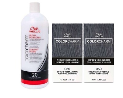 Wella Color Charm 050 Cooling Violet 42ml 2 packs with 20 Cream ...