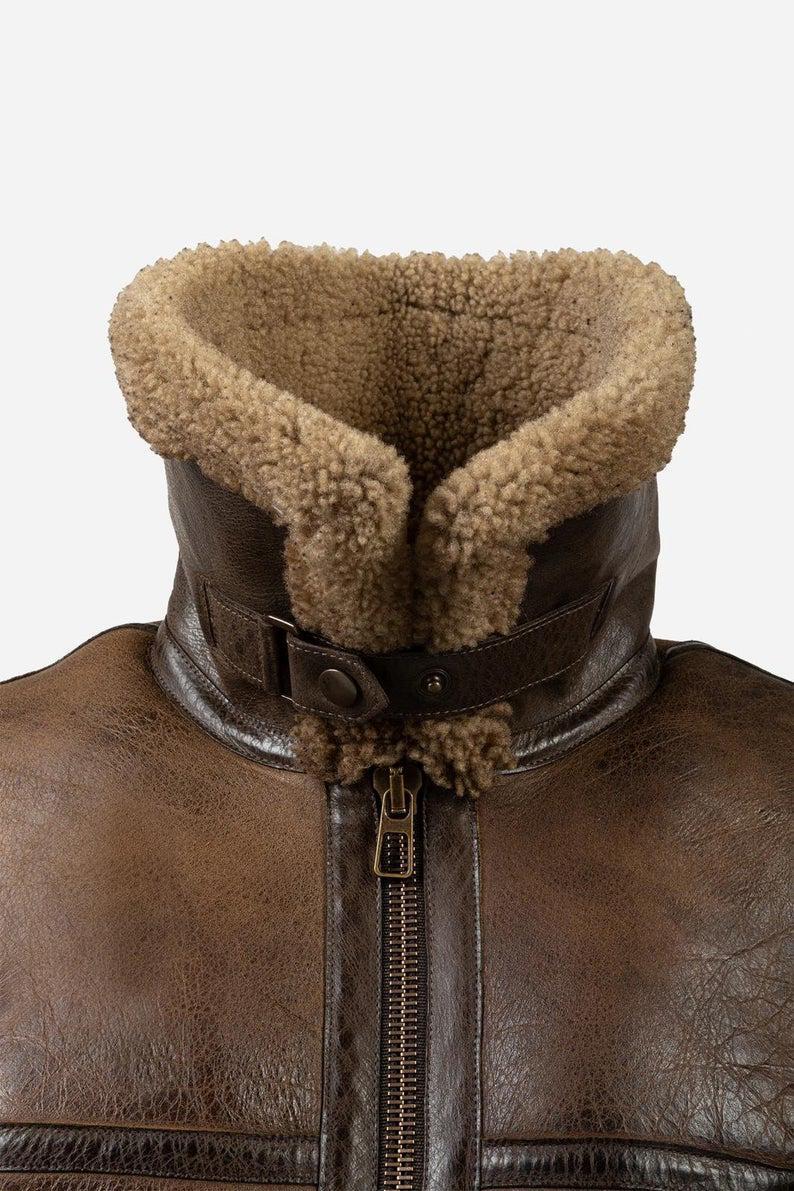 Men Arnold Schwarzenegger Winter Aviator RAF B6 Shearling Real ...