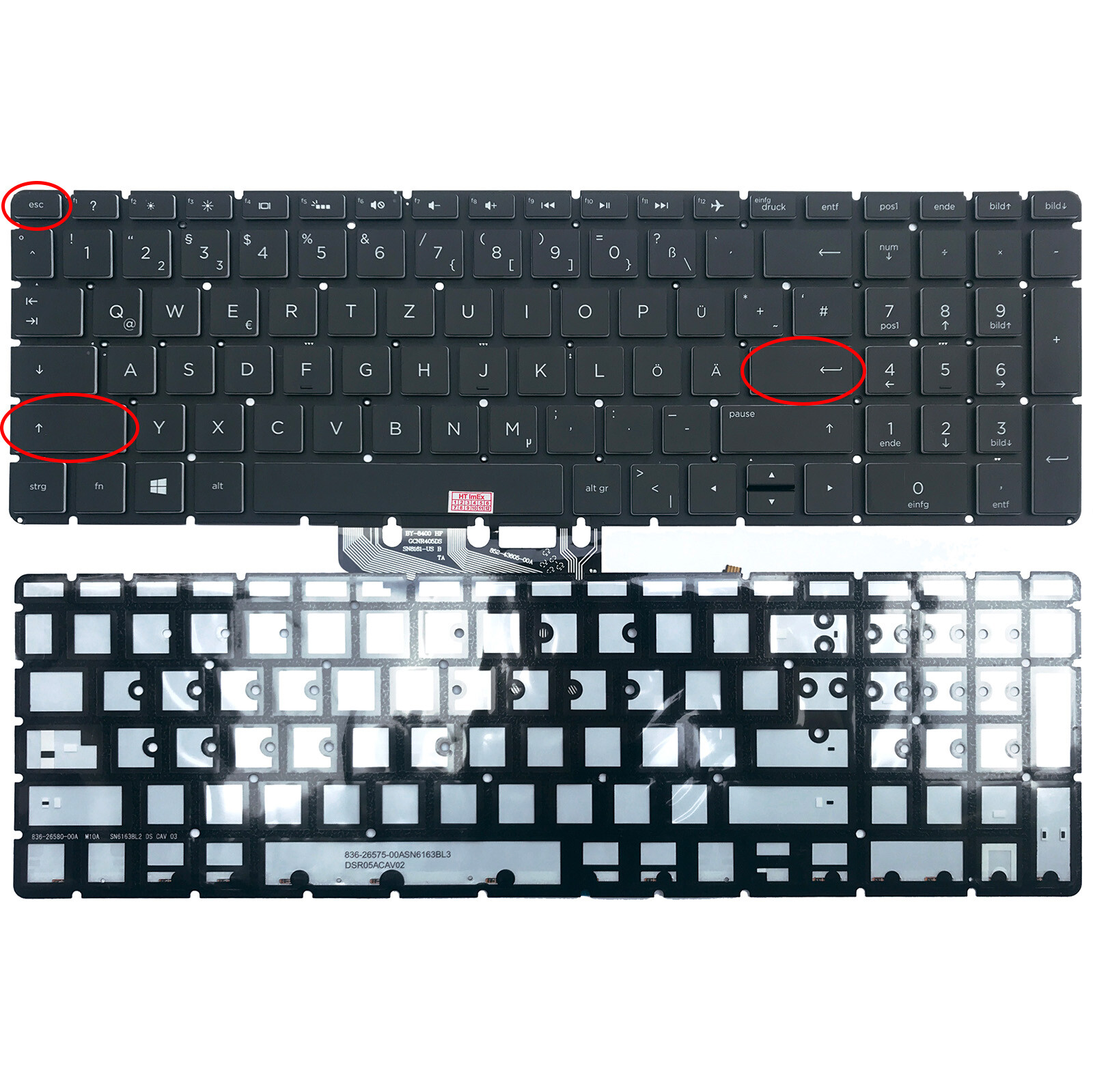DE - Schwarz Tastatur Keyboard mit Beleuchtung, ohne rahmen für HP Omen ...