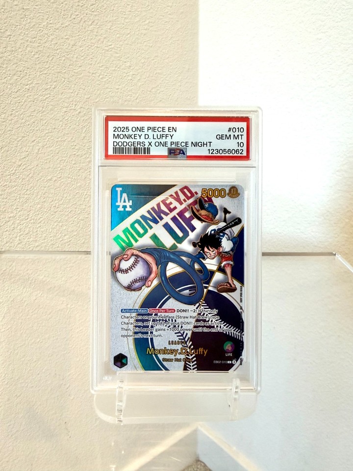 PSA 10 GEM MINT One Piece Los Angeles Dodgers Monkey D. Luffy Promo ...