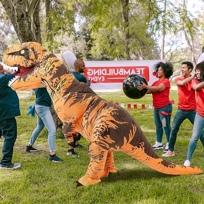 Adult Inflatable T-Rex Dinosaur Costume, Full-Body Blow-Up Fancy Dino ...
