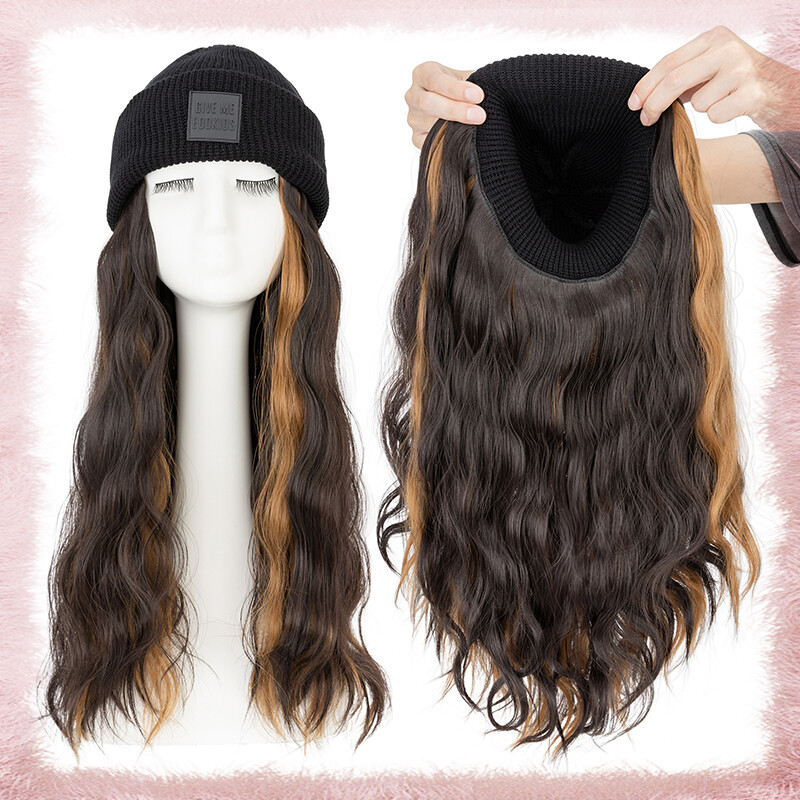100% Natural Baseball Hat Cap Hair Extensions Real as Human Long Curly ...