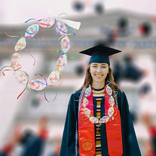 Graduation Lei Netting Bags Kit 46ft Candy Lei Making Kit with 7 Rolls ...