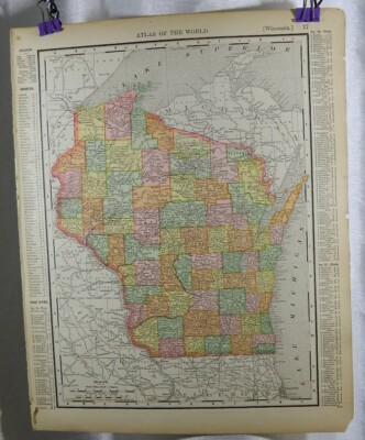 PL10 1895 World Atlas Map Minnesota & Wisconsin Original Maps | eBay