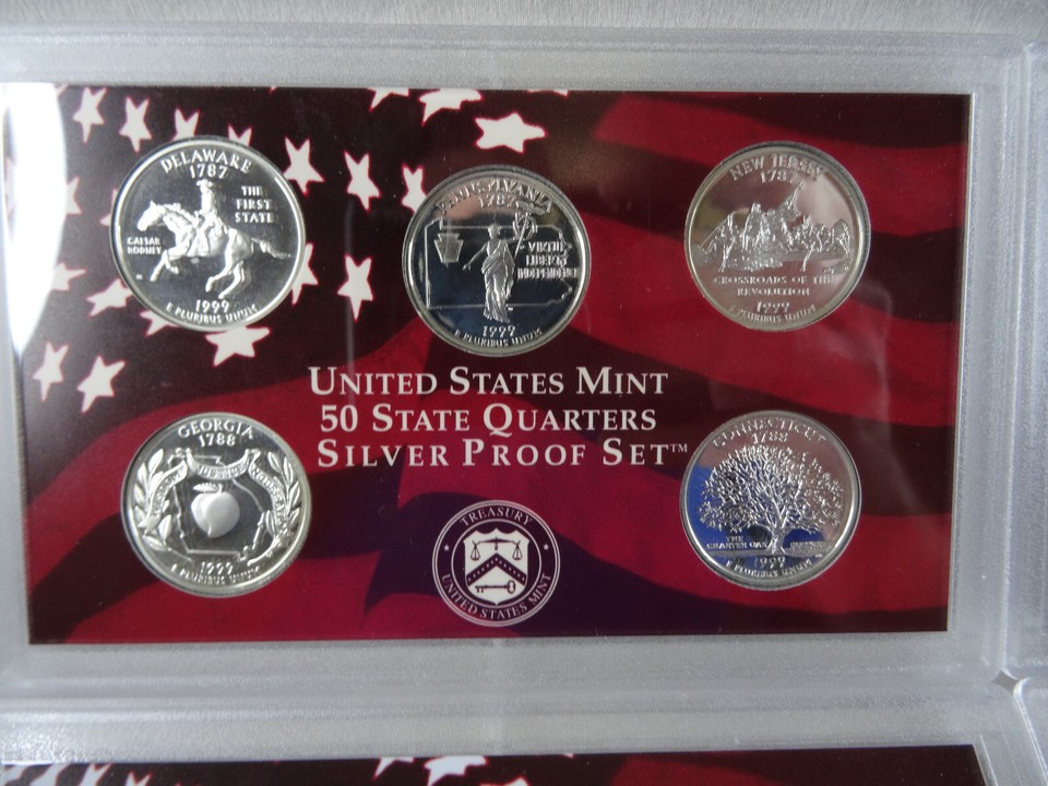 1999-2009 Statehood Quarter Silver Proof Sets 56 US Mint Coins 25C in ...