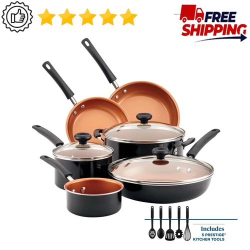 14-Piece Easy Clean Pro Ceramic Nonstick Cookware Set Aluminum Pots and ...