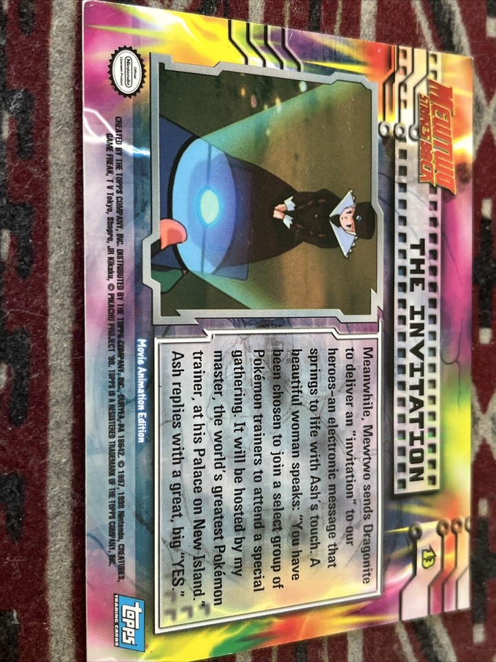 The Invitation #13 Topps Pokemon Card Blue Logo Mewtwo Strikes Back | eBay
