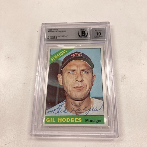 1966 Topps Gil Hodges Signed Autographed Baseball Card BGS Beckett ...