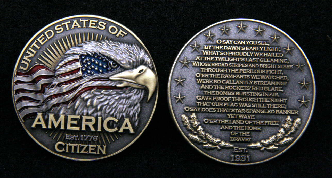 UNITED STATES OF AMERICA CITIZEN COIN US Citizenship NATIONAL ANTHEM ...