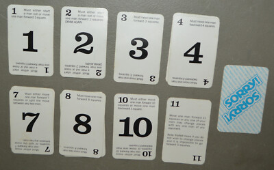 replacement cards - SORRY board game - Parker Brothers 1972 - YOU PICK ...