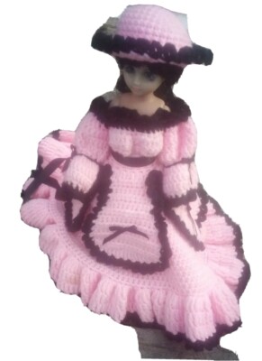 70s VINTAGE PINK HAND CROCHET Collectible Old Plastic doll Dress ...