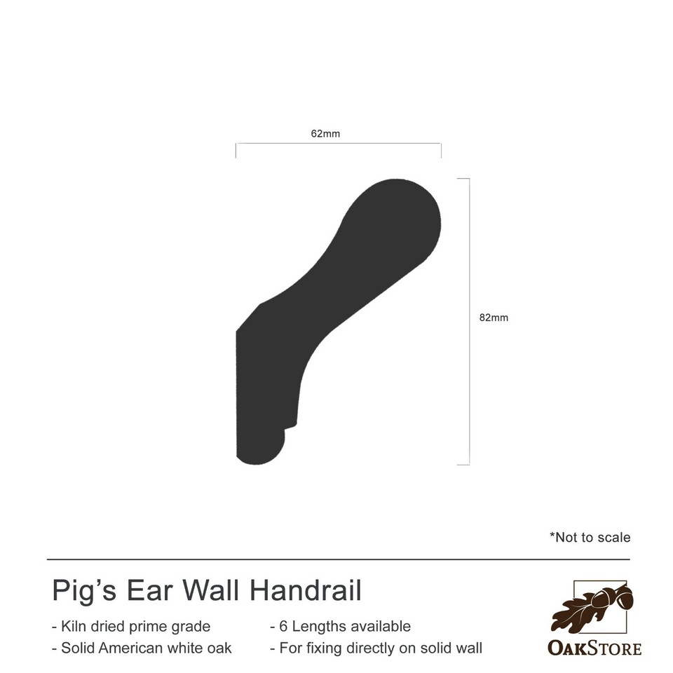 Solid White Oak Pigs Ear Wall Handrail 0.9m-4.2m | eBay UK