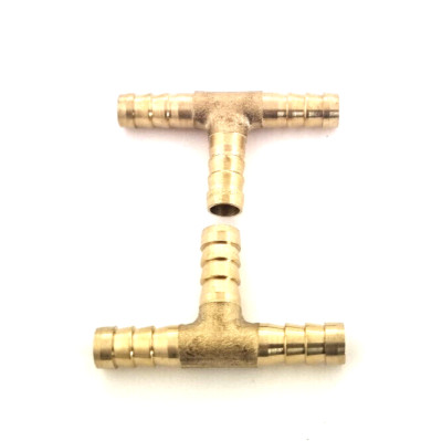2Pcs 10mm or 3/8 Brass Barb Splicer Fitting T-Shaped 3 Way Barb Hose ...