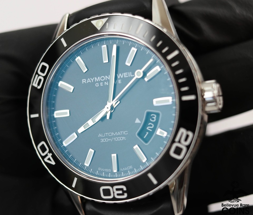 Raymond Weil Automatic Divers 42mm Black Ceramic Steel Men's Watch 2760 ...