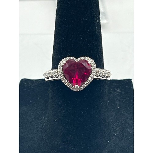 Sterling Silver Ruby Heart Ring CZs Engagement 925 Vancaro Stone Size 6 Signed | eBay