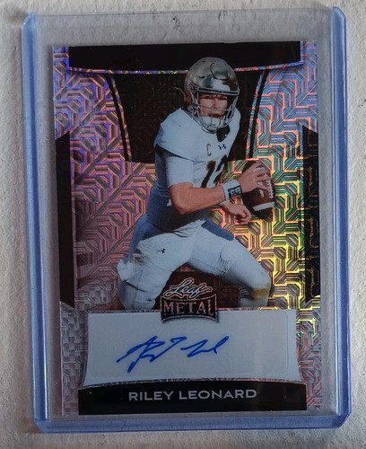 2025 Leaf Metal Autograph Riley Leonard Silver Mojo Auto #5/5 Bookend ...