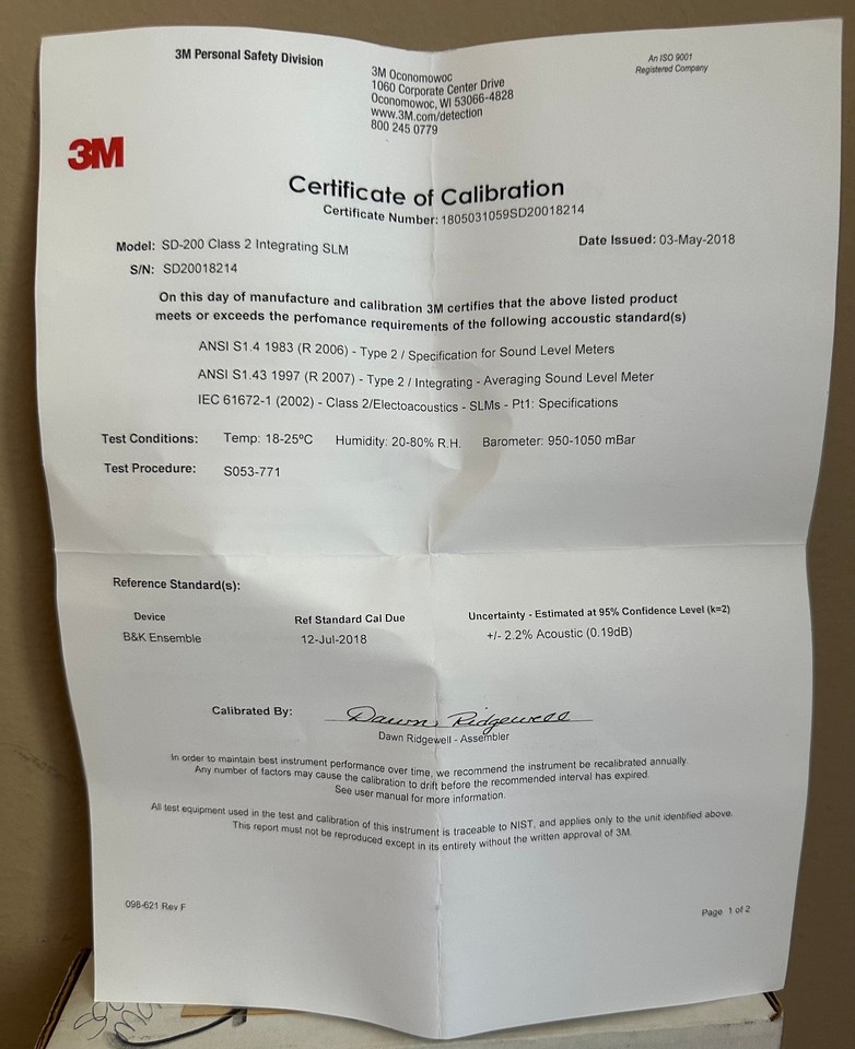 3M SD-200 Digital Sound Meter Level Detector | eBay