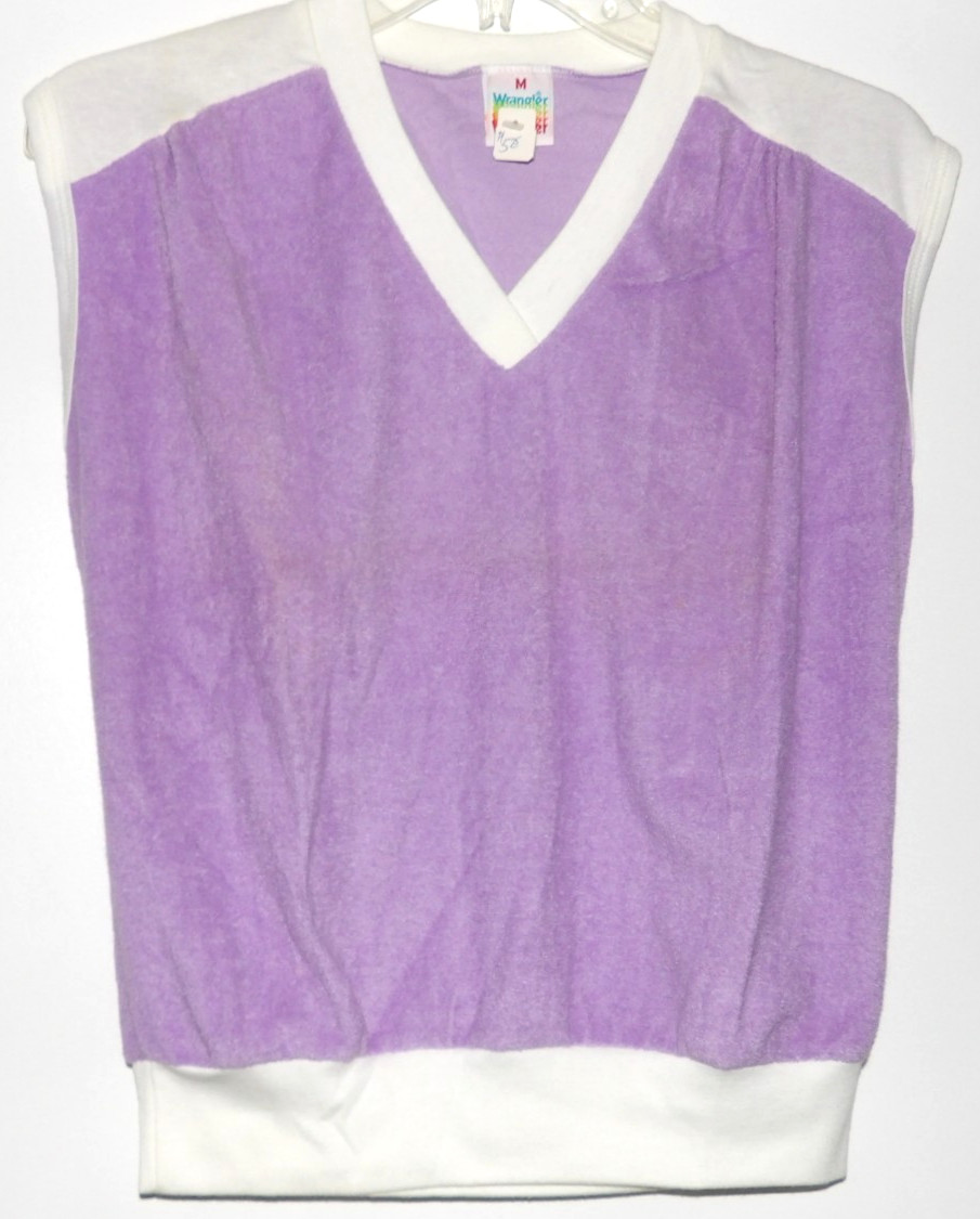 1970/80s NWT WRANGLER V-Neck Terry Cloth Medium Women… - Gem