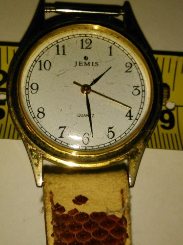 Jemis Gold Tone Quartz Unisex Watch Burgundy Lizard Skin Leather Band ...