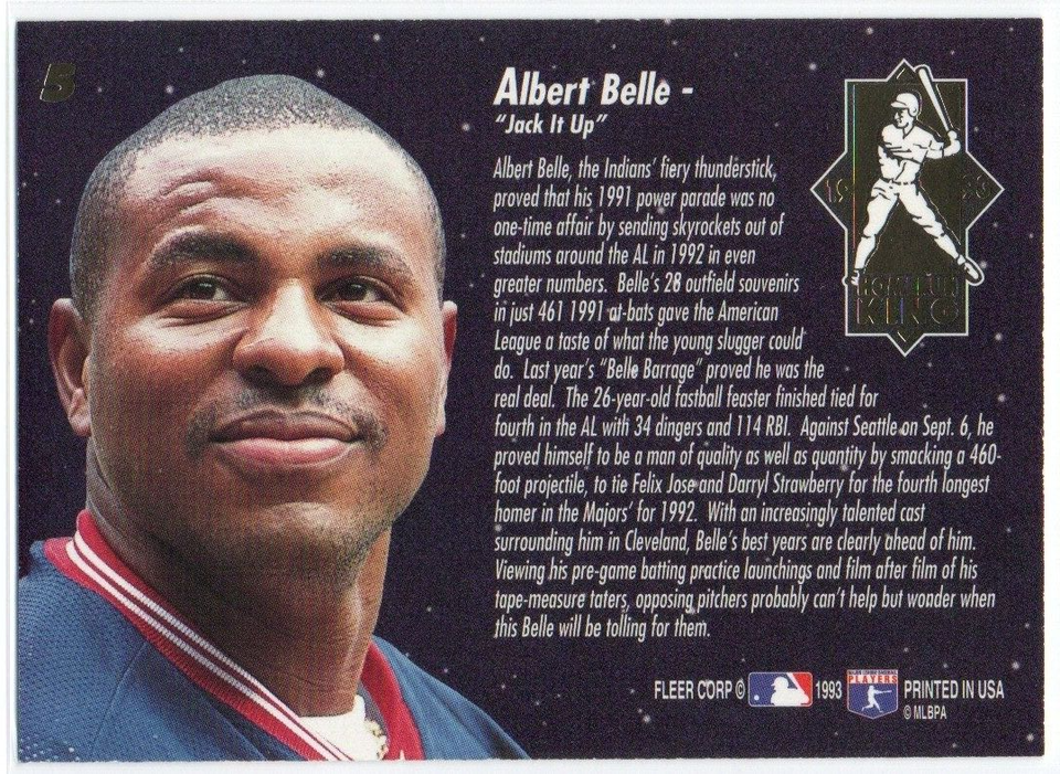 Albert Belle 1993 Ultra Home Run Kings #5 Cleveland Indians #1 | eBay