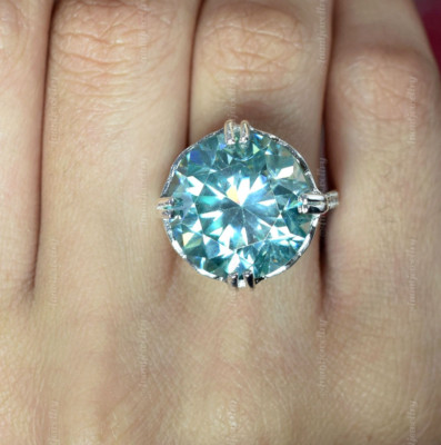 A Gorgeous 10 ct Lab Created Blue Diamond Ring 925 Sterling Silver With ...