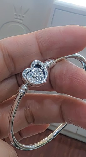 NEW PANDORA 591064C01 925 CZ Entwined Infinite Hearts Bangle Charm ...
