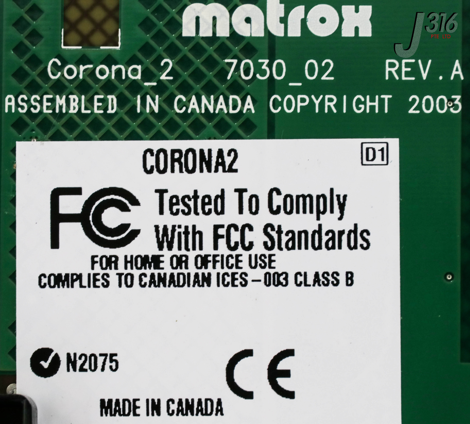 13294 MATROX PCB, FRAME GRABBER PCI BOARD, CORONA_2, P/N: 63039620193 ...