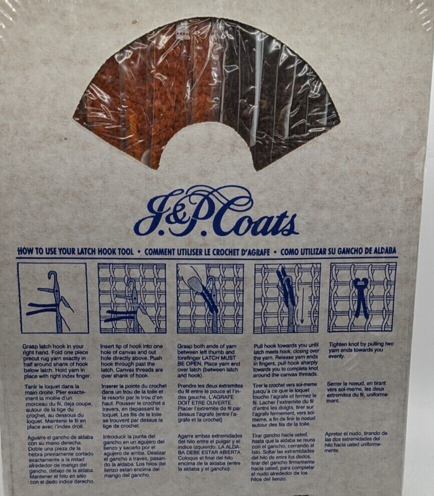 Rare NEW sealed Vintage J & P Coats Latch Hook Kit Regal Lions 27” x 33 ...