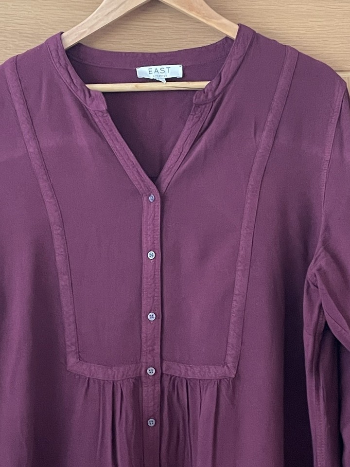 EAST burgundy button up tunic size 18 | eBay UK