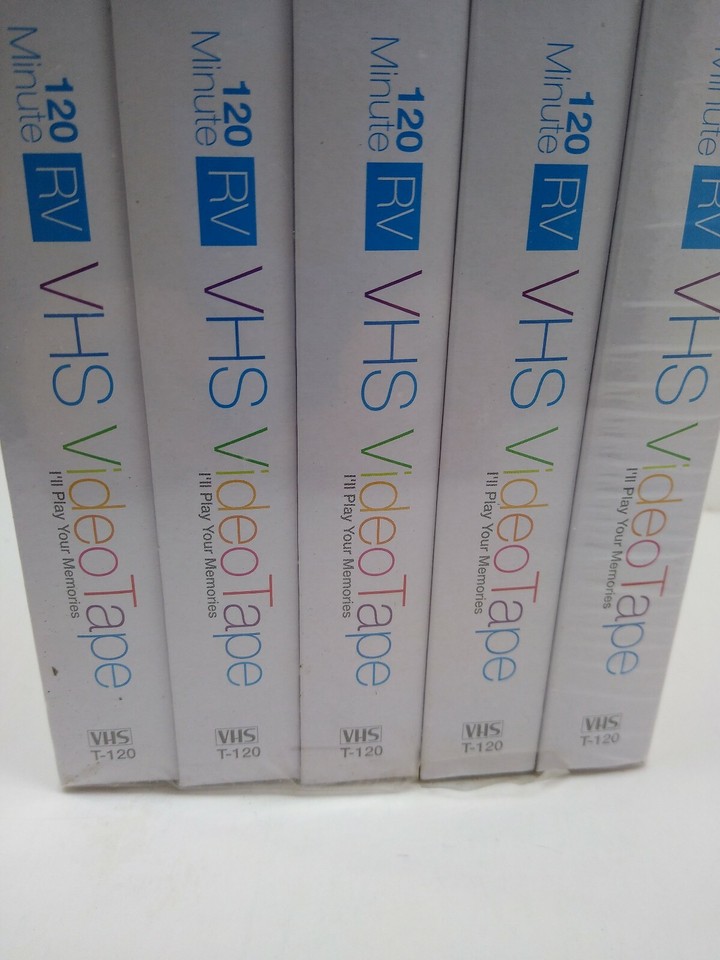 MEMOREX T-120 Blank VHS 5 Pack VHS Video Tape Lot Sealed. 120 minute RV ...