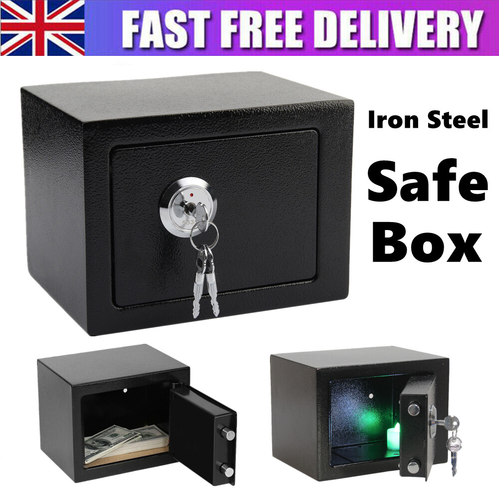 Steel Safe Coffer Strongbox Safe for Money Cash Jewelry Home Office ...