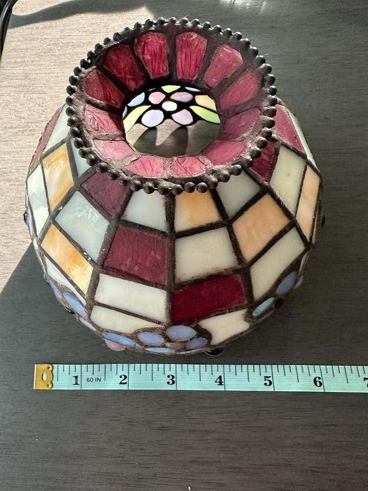 Leaded Slag Glass Dome Panel Lamp Shade Arts Crafts Tiffany Style ...