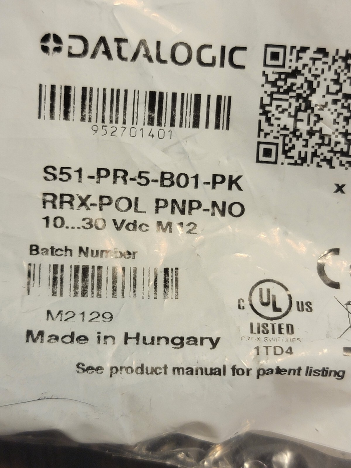 DATALOGIC M18X1 PHOTOELECTRIC Sensor S51-PR-5-B01-PK RRX-POL PNP-NO NEW ...