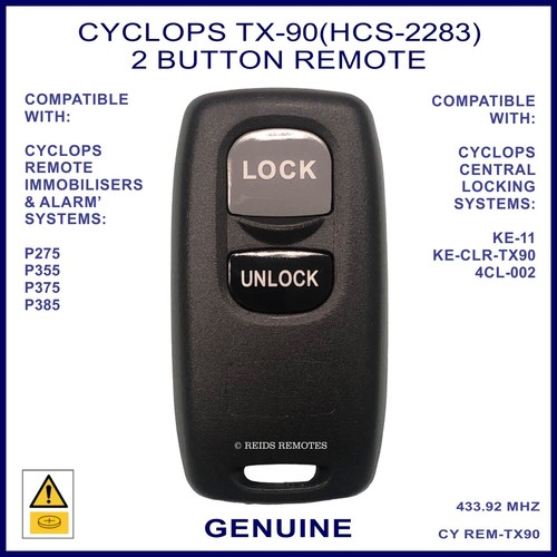 Cyclops REM-090 TX90 HCS-2283 Dynamco Dynatron immobiliser alarm remote ...