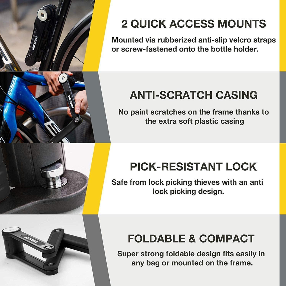 Folding Bike Lock - Hardened Steel 8Mm Fold-Up Heavy Duty Bike Lock ...