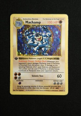 Pokémon TCG Machamp Base Set 8/102 Holo Unlimited Holo Rare Shadowless ...