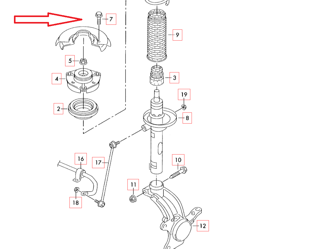 OEM FACTORY ORIGINAL VAG FR. UPPER TOP MOUNT BOLT KIT STRUT SUSPENSION ...