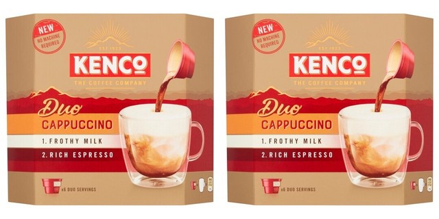 6 Pods No Machine Needed Kenco Duo Cappuccino Frothy Milk Rich Espresso ...