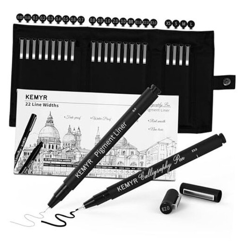 Micro Fine liner Drawing Art Pens Black Calligraphy&Micro Pens 22 PCS,0 ...
