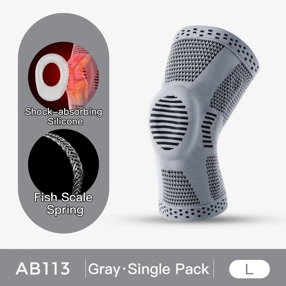 Silicone knee Sleeve Compression Brace Support Gym joint pain Arthritis ...