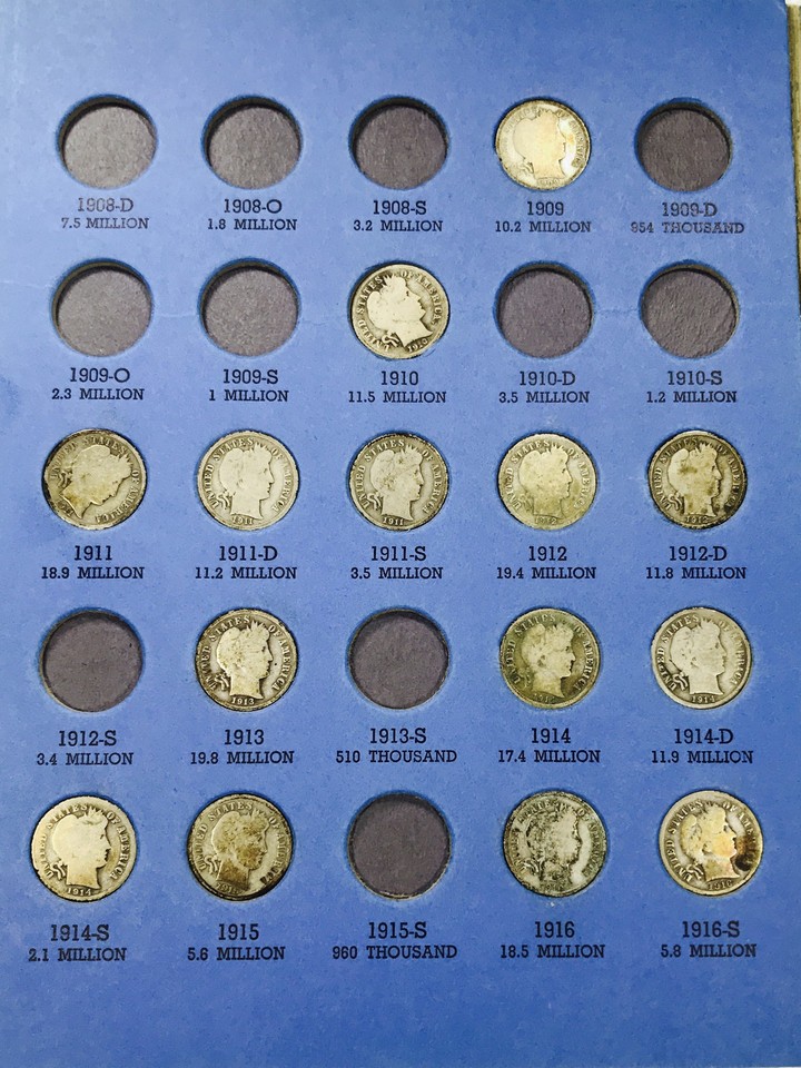 BARBER SILVER DIME COLLECTION OF 25 TOTAL COINS! OUTRAGEOUS BEAUTIES ...