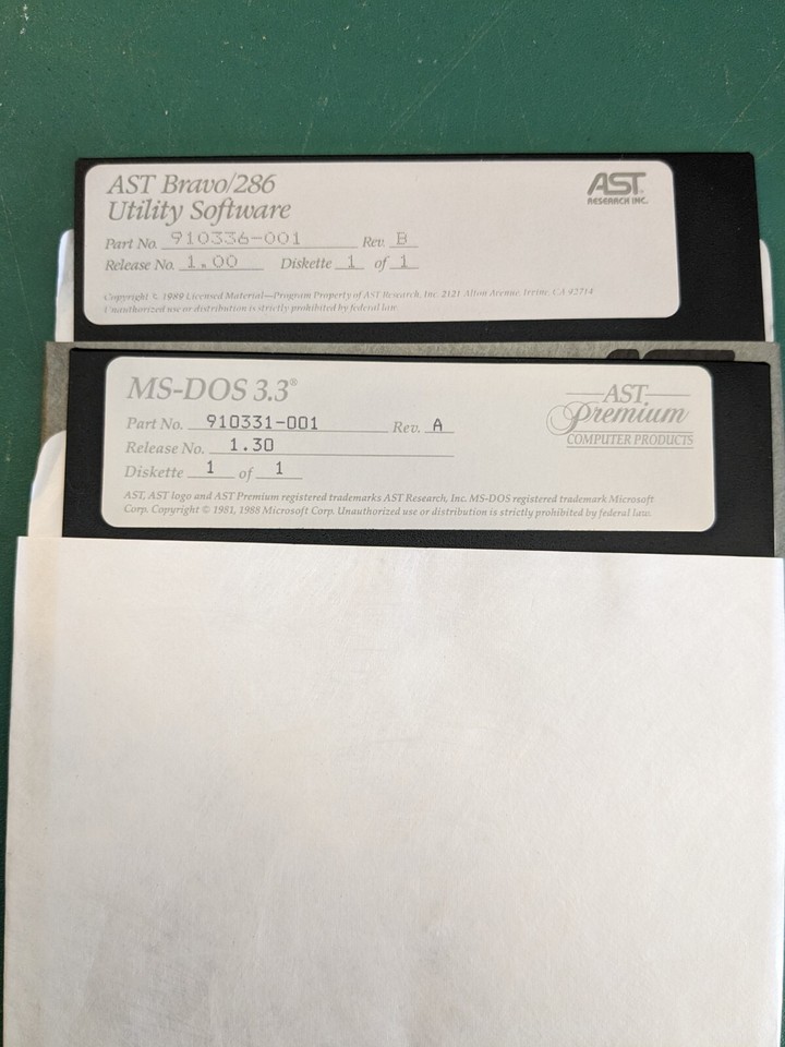READ Vintage Windows 3.1 AST Bravo 286sx ISA PC 80mb HDD 3.5" Floppy ...
