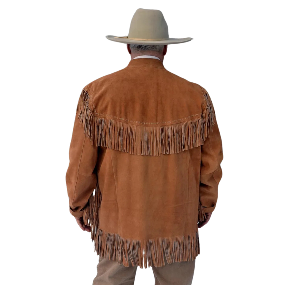 Mountain Man Handmade Buckskin Suede Leather Fringe Coat Jacket, Old ...