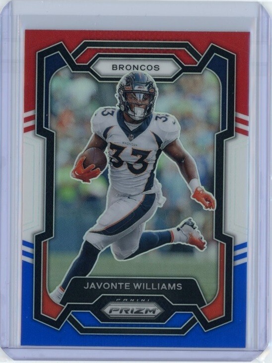 JAVONTE WILLIAMS 2023 Panini Prizm Red White Blue RWB #86 Broncos | eBay