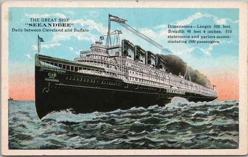 C&B LINE Great Lakes Steamer Postcard "THE GREAT SHIP SEEANDBEE ...
