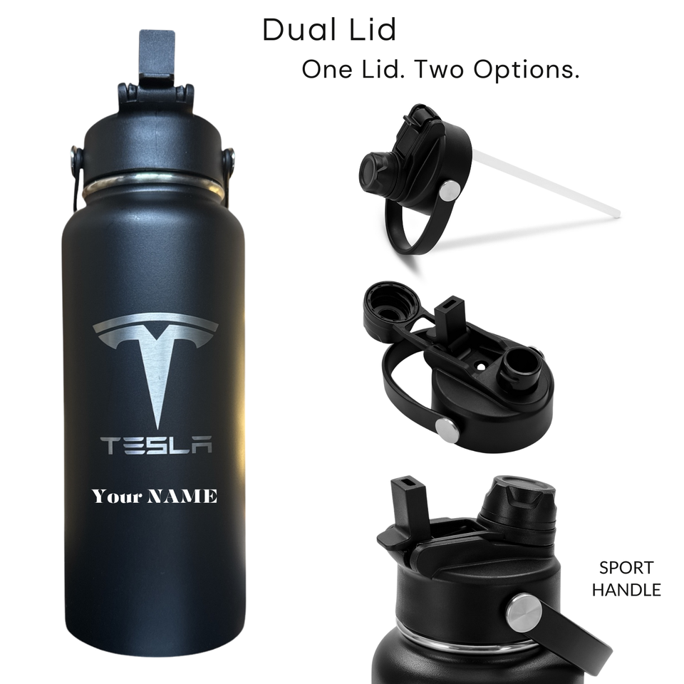 TESLA CUSTOM Water Bottle Insulated Stainless Steel- 32oz WITH YOUR ...
